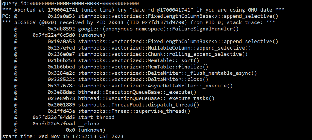 大表加字段导致 be 崩溃 - 常见 FAQ - StarRocks中文社区论坛