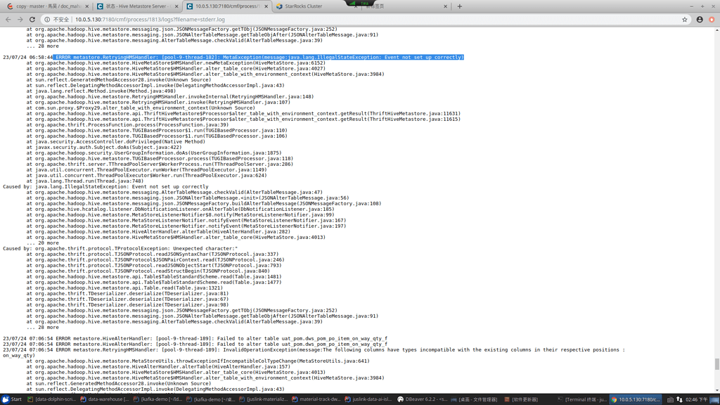 com.starrocks.connector.hive.events.MetastoreNotificationFetchException: Failed to get next ...