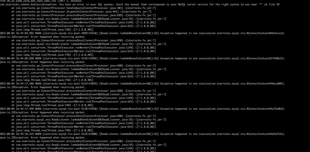 【偶发错误】Unknown ProtocolEntity class null - 💬 StarRocks 用户问答 - StarRocks ...